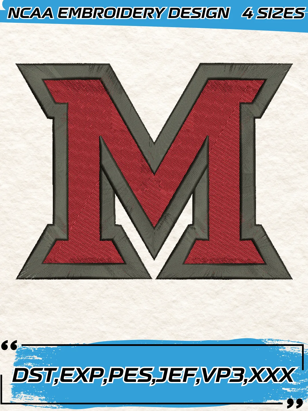 Miami Ohio Redhawks Logo Embroidery Design,NCAA Logo Embroidery Design ...