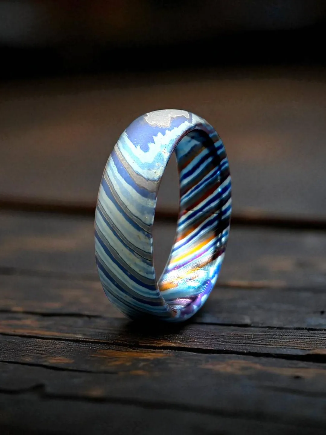 Black Titanium Dome Wedding Band, Polished Minimalist Ring for Couples