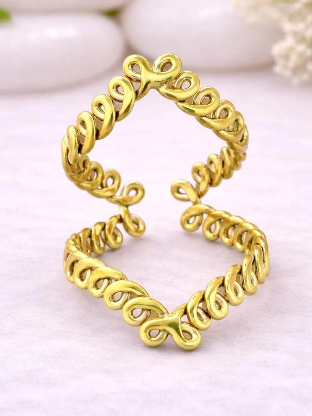 Handmade Brass Spiral Ring: Adjustable Boho Statement Jewelry