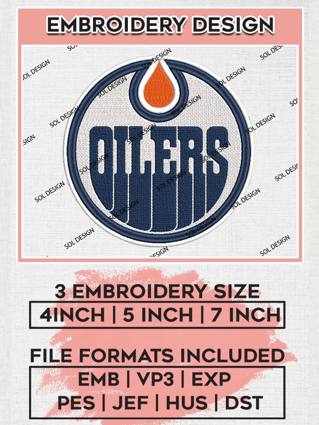 Edmonton Oilers Machine Embroidery Files, NHL Edmonton Oilers ...