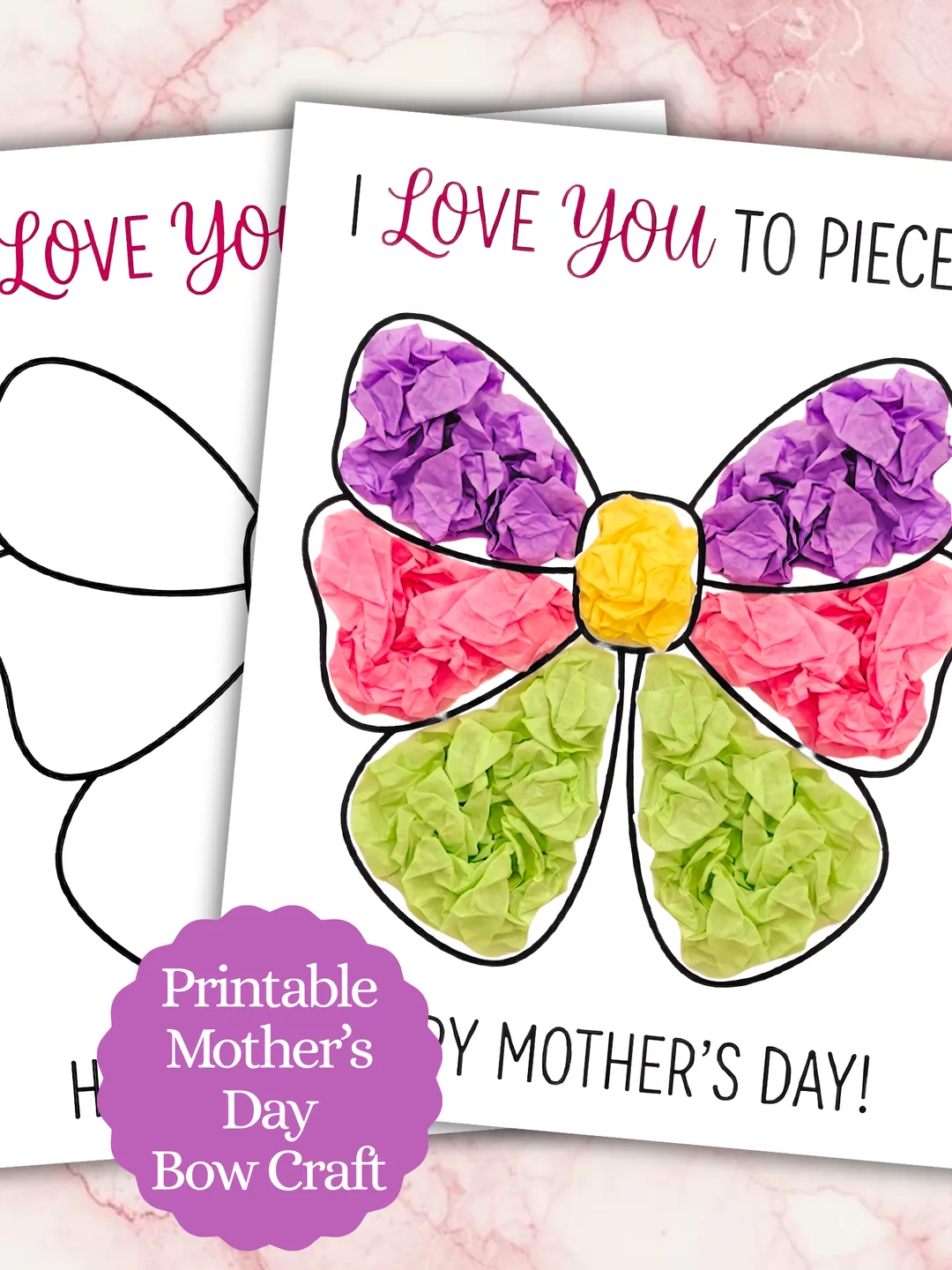 Mothers Day Bow Tissue Paper Craft, Kids Tear Art Activity (Digital ...