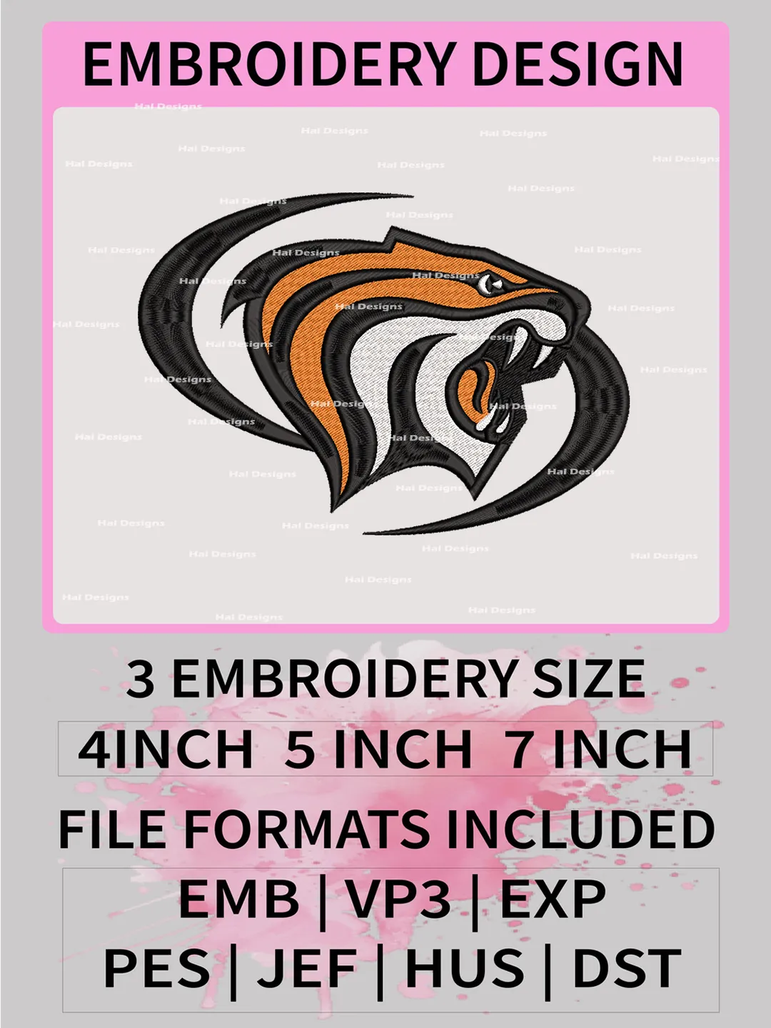 NCAA Pacific Tigers Embroidery File, 3 Sizes, 6 Formats, NCAA Machine ...