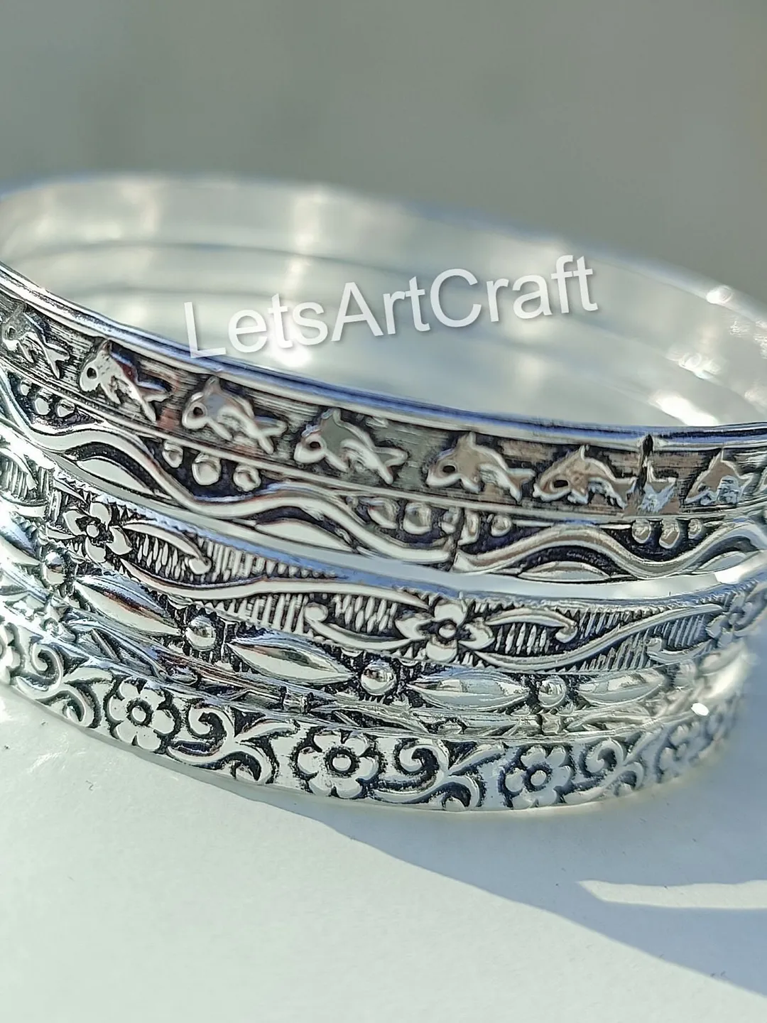 Handmade 925 Sterling Silver Bangle Set, Stackable Silver Bangles Set ...