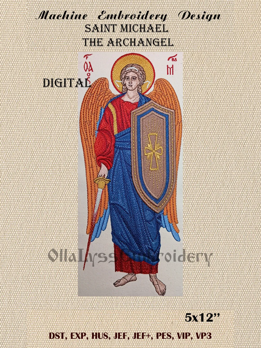 Archangel Michael machine embroidery design