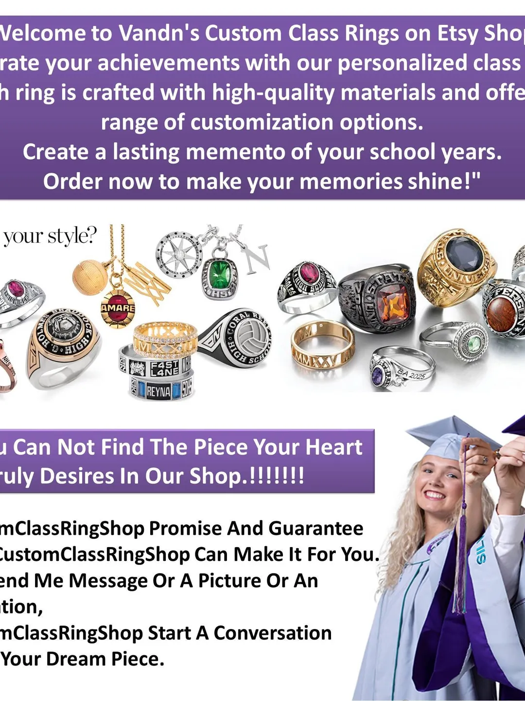 Class Ring semi-fine jewelry for woman