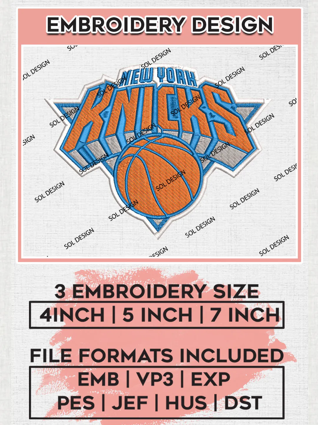 NBA New York Knicks Logo Embroidery Design, NBA New York Knicks Machine ...