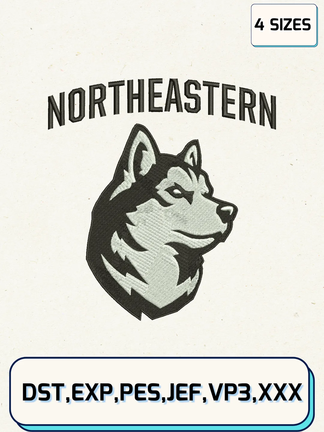 Northeastern Huskies Logos Embroidery Design Files, NCAA Logos ...