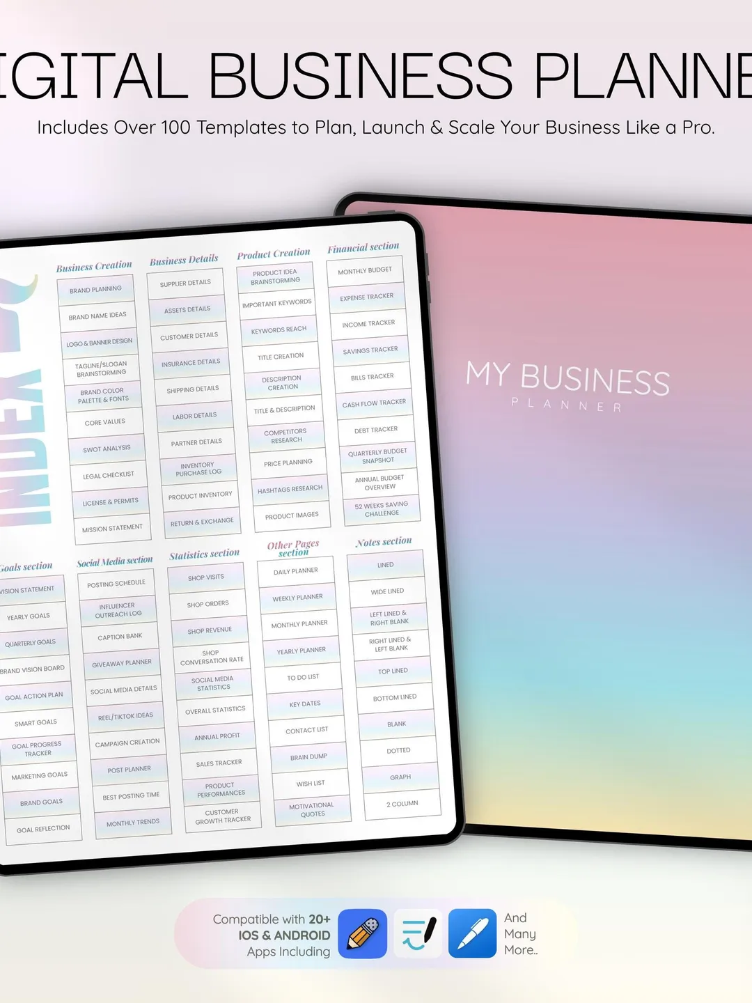 Digital Business Planner | Social Media, Content & Side Hustle | iPad ...