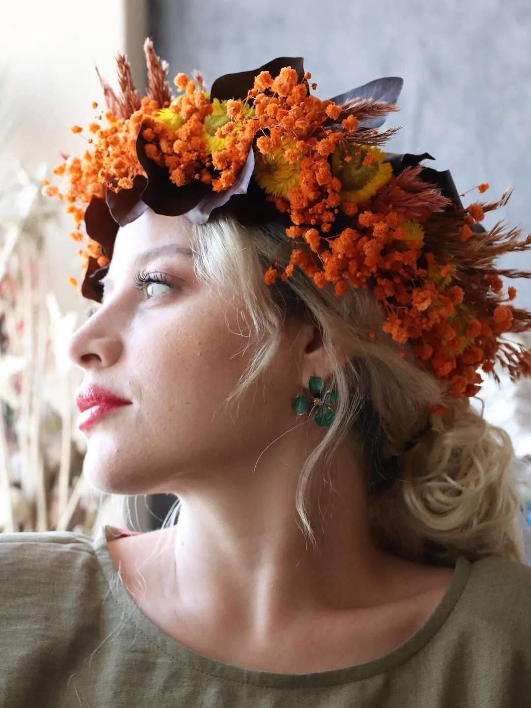 natural flower crown, autumn leaf crown,Rustic Crown, bridal hair ...