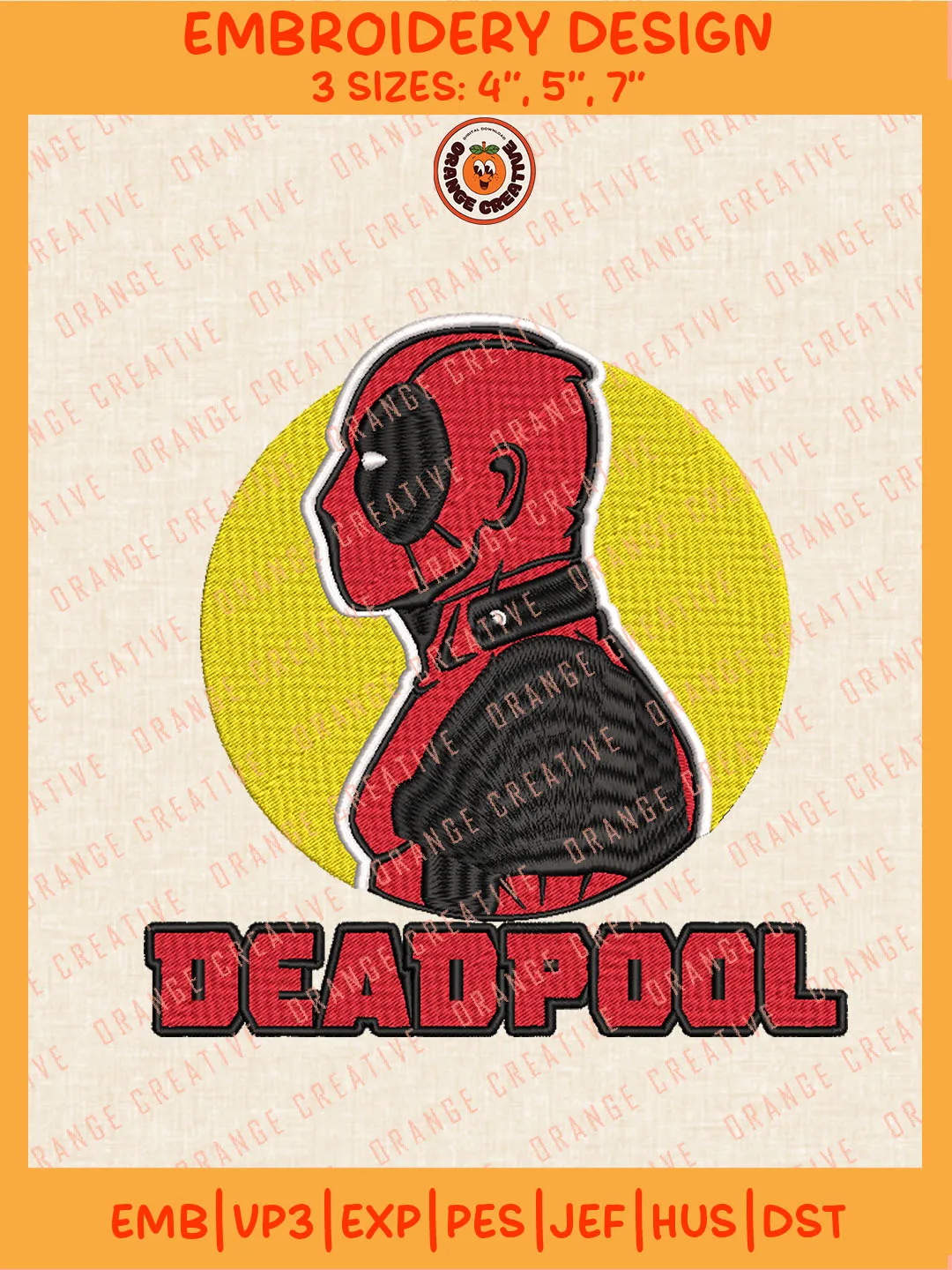 Deadpool Marvel Comic Embroidery Files, Deadpool Embroidery Designs ...