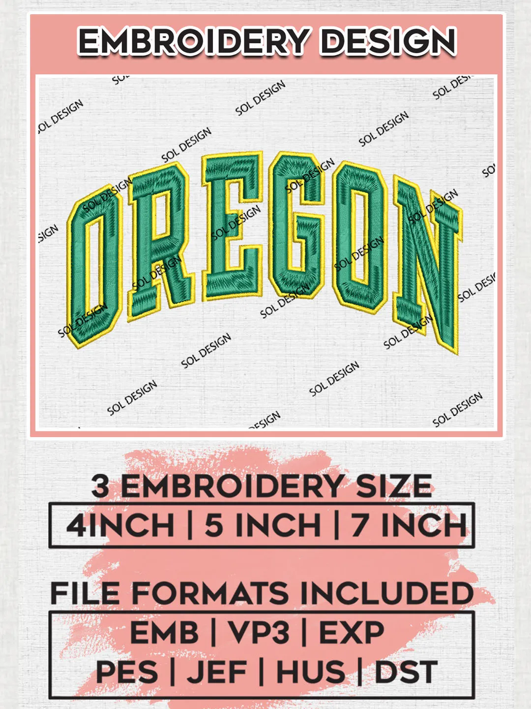 NCAA Oregon College Football Team Word Logo Embroidery Design Files ...