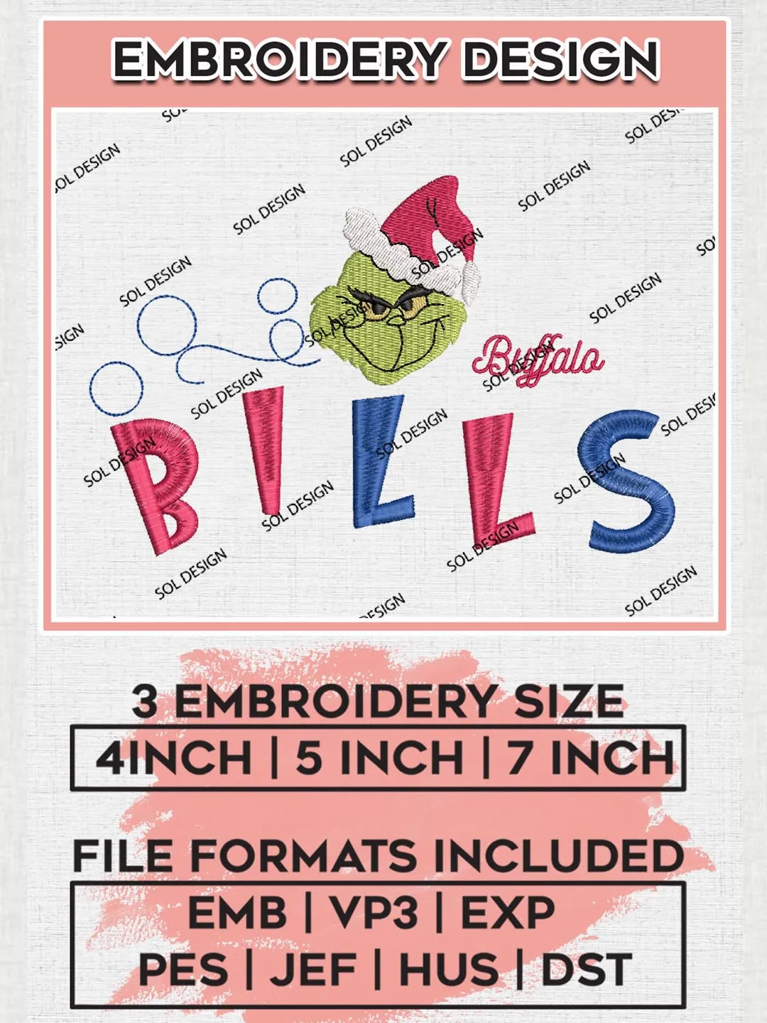 Christmas Grinch Buffalo Bills Embroidery Designs, Grinch Embroidery ...