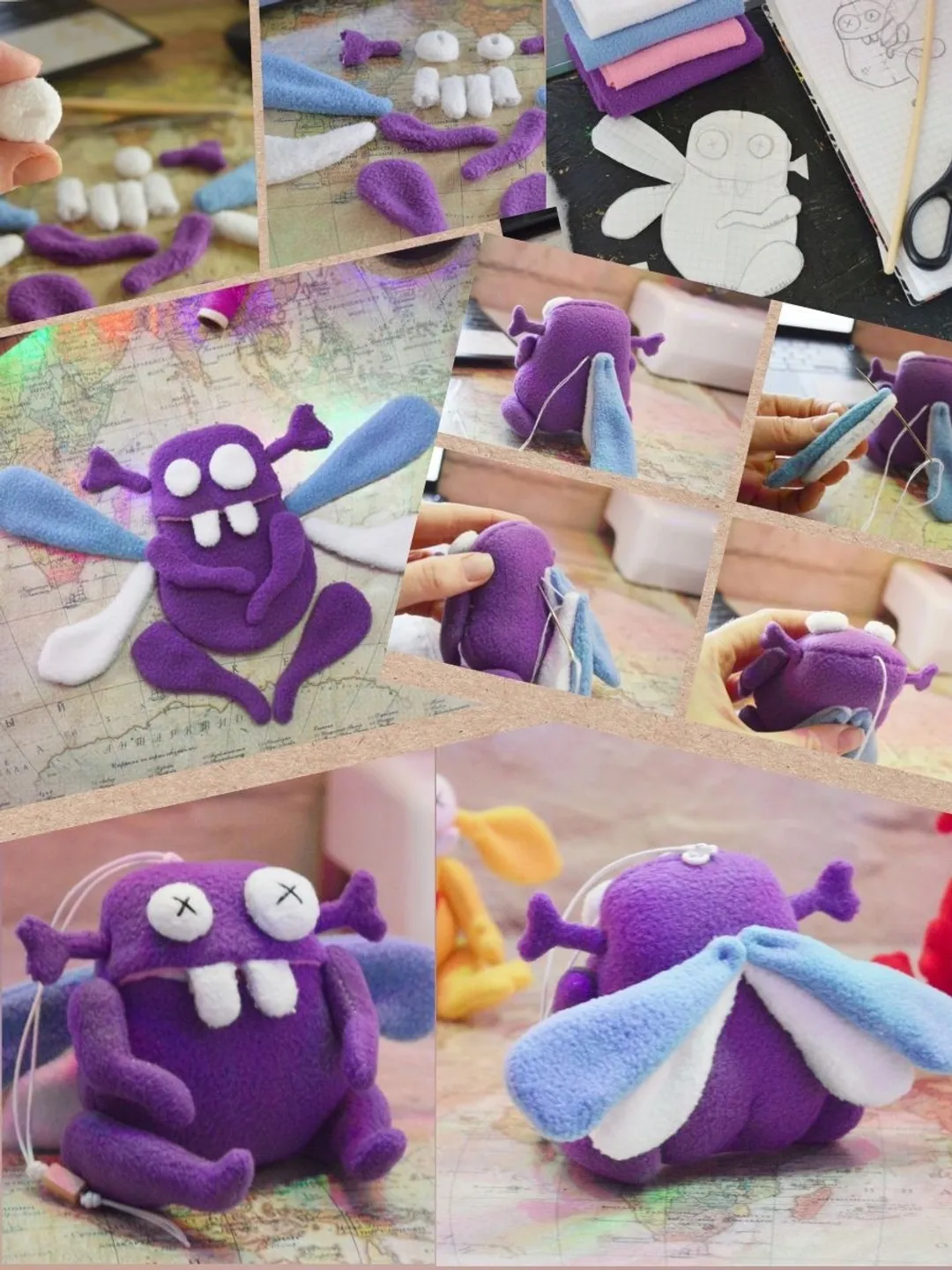 PDF Plush Toy Patterns – 5 Cute Fleece Monster Softies Set