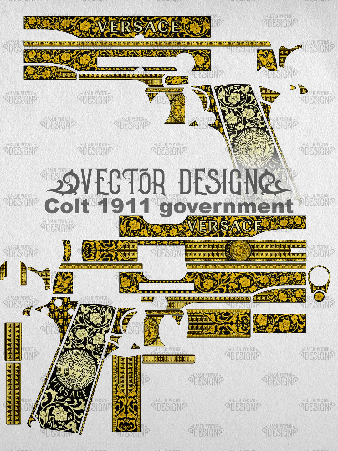 VECTOR DESIGN Colt 1911 government Versace scrollwork
