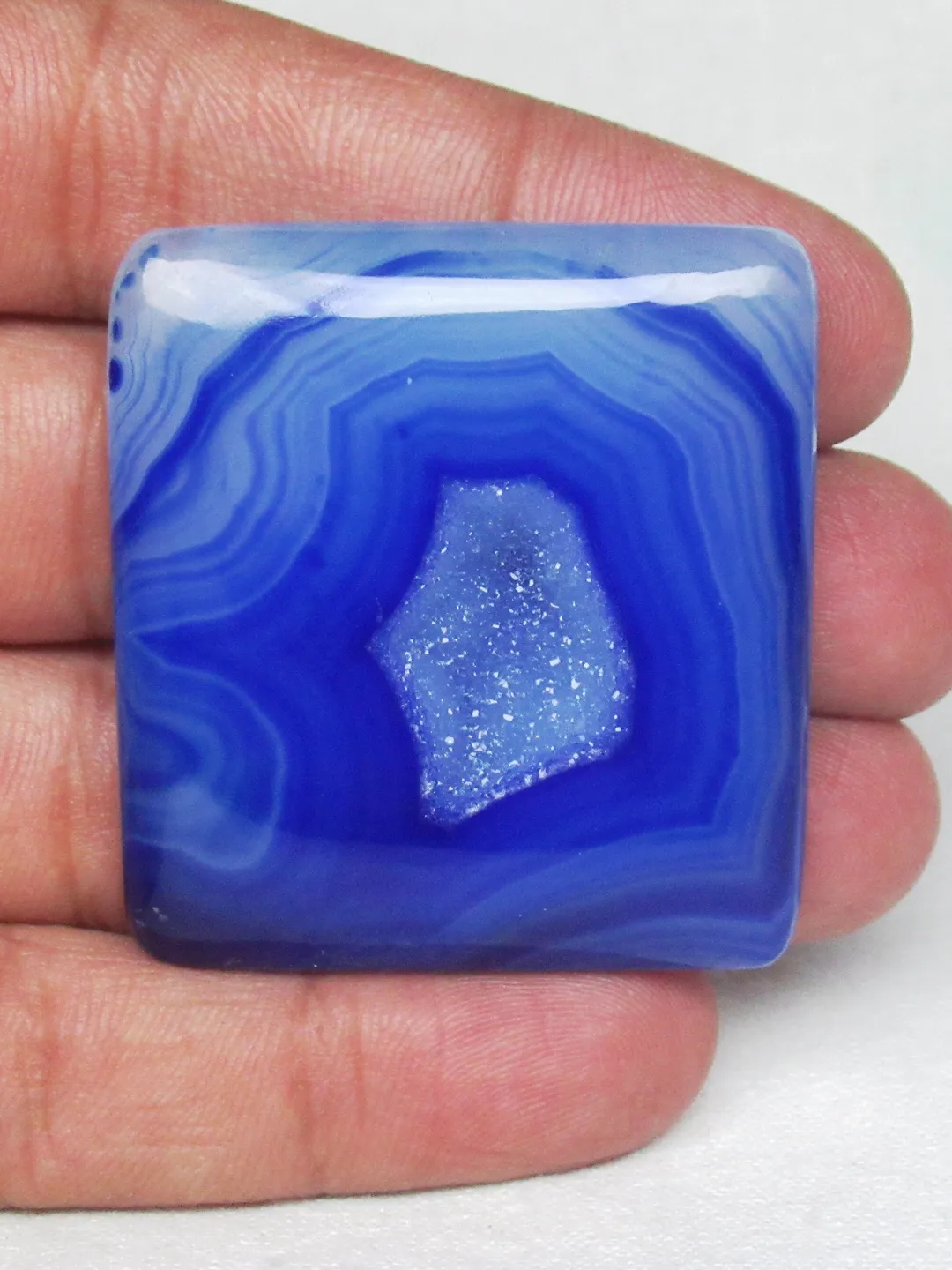 Blue Druzy Onyx Cabochon: Marquise Geode Gemstone, 19 Ct