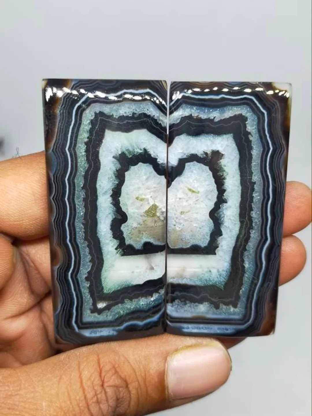 Natural Black Banded Agate Gemstone: Handmade Raktangal Shape (63mm x ...