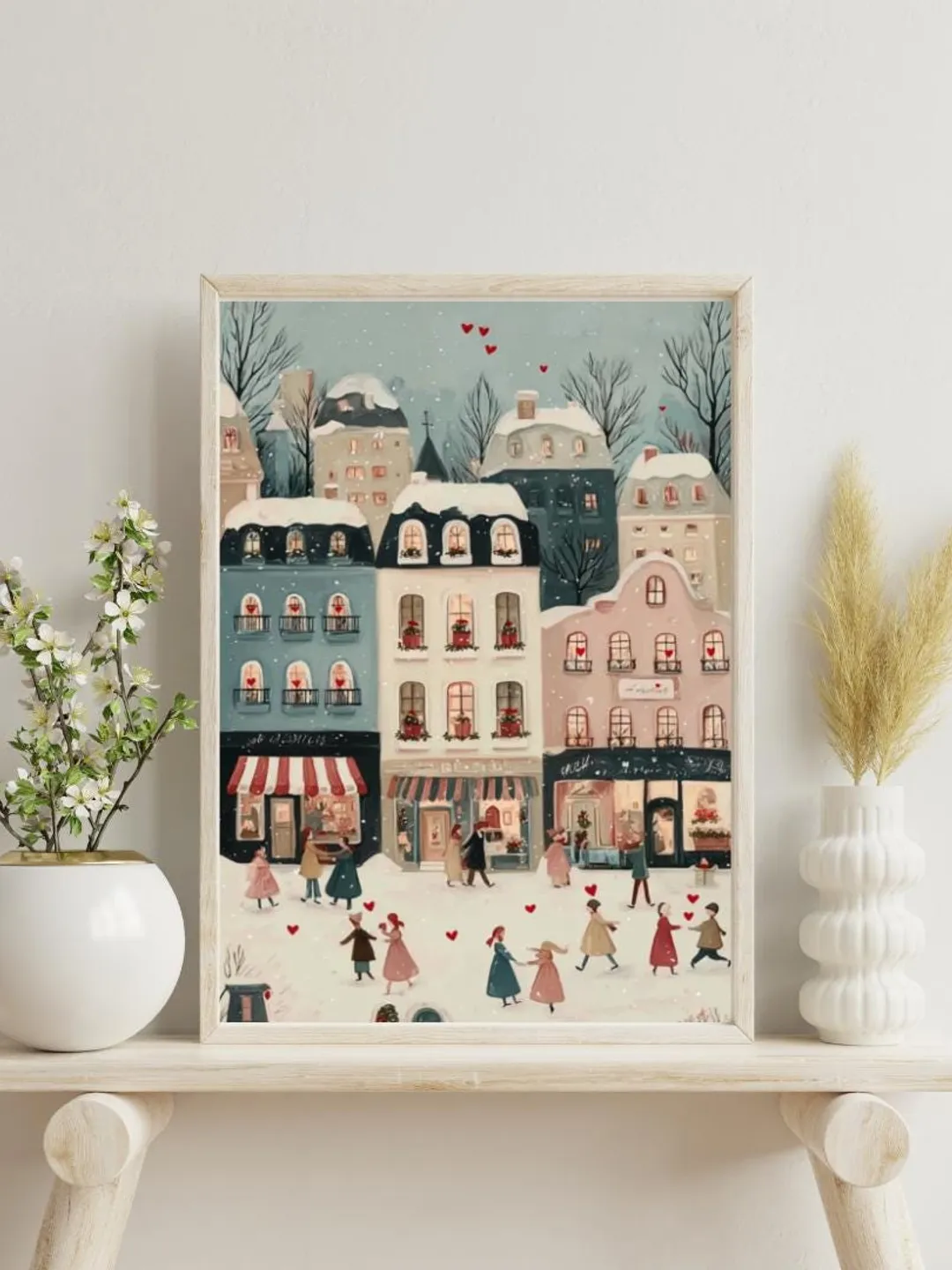 Romantic Valentines Day Print -Winter Wall Art -Snowy Valentines Day ...