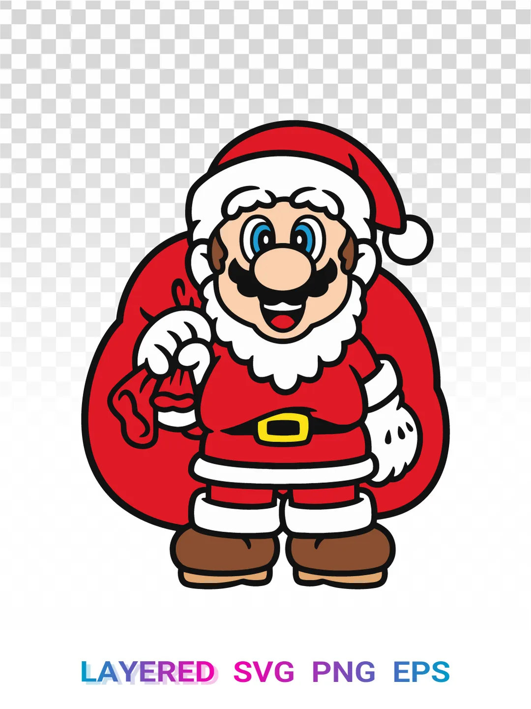 Mario Santa Face PNG, Super Mario Christmas Head SVG Nintendo