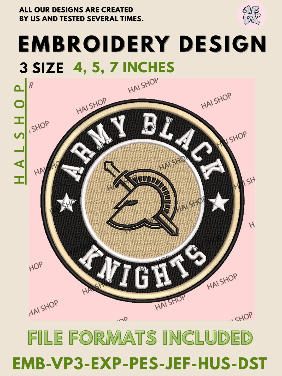NCAA Army Black Knights Team Logo Machine Embroidery Design Files ...