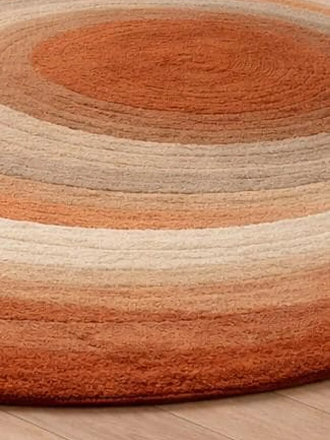 Round Rust Beige Area Rug – Hand Tufted Wool Circle Rug, Modern Minimal ...