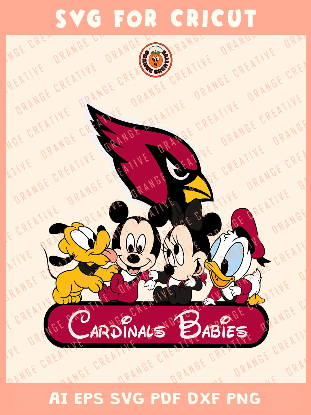 NFL Cardinals Babies x Disney Characters Logo SVG Files, Mickey and ...
