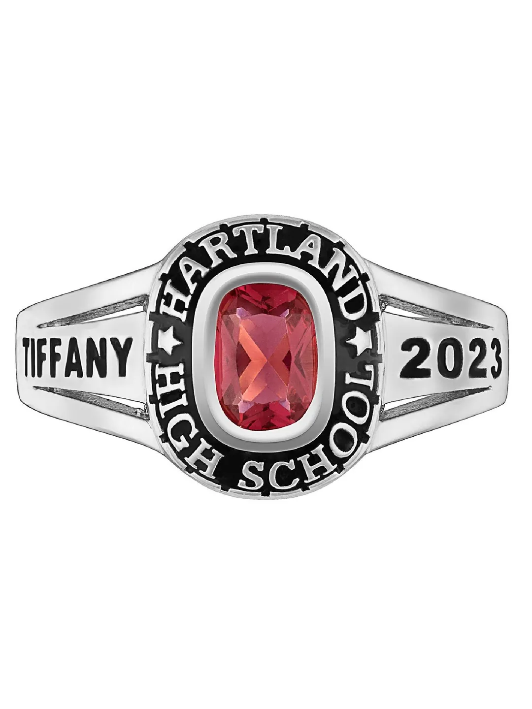 Custom High School Class Ring – Orange CZ, Graduation Gift