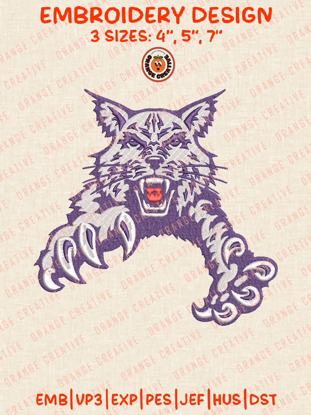 NCAA ACU Wildcats Logo Embroidery Files, Abilene Christian Wildcats ...