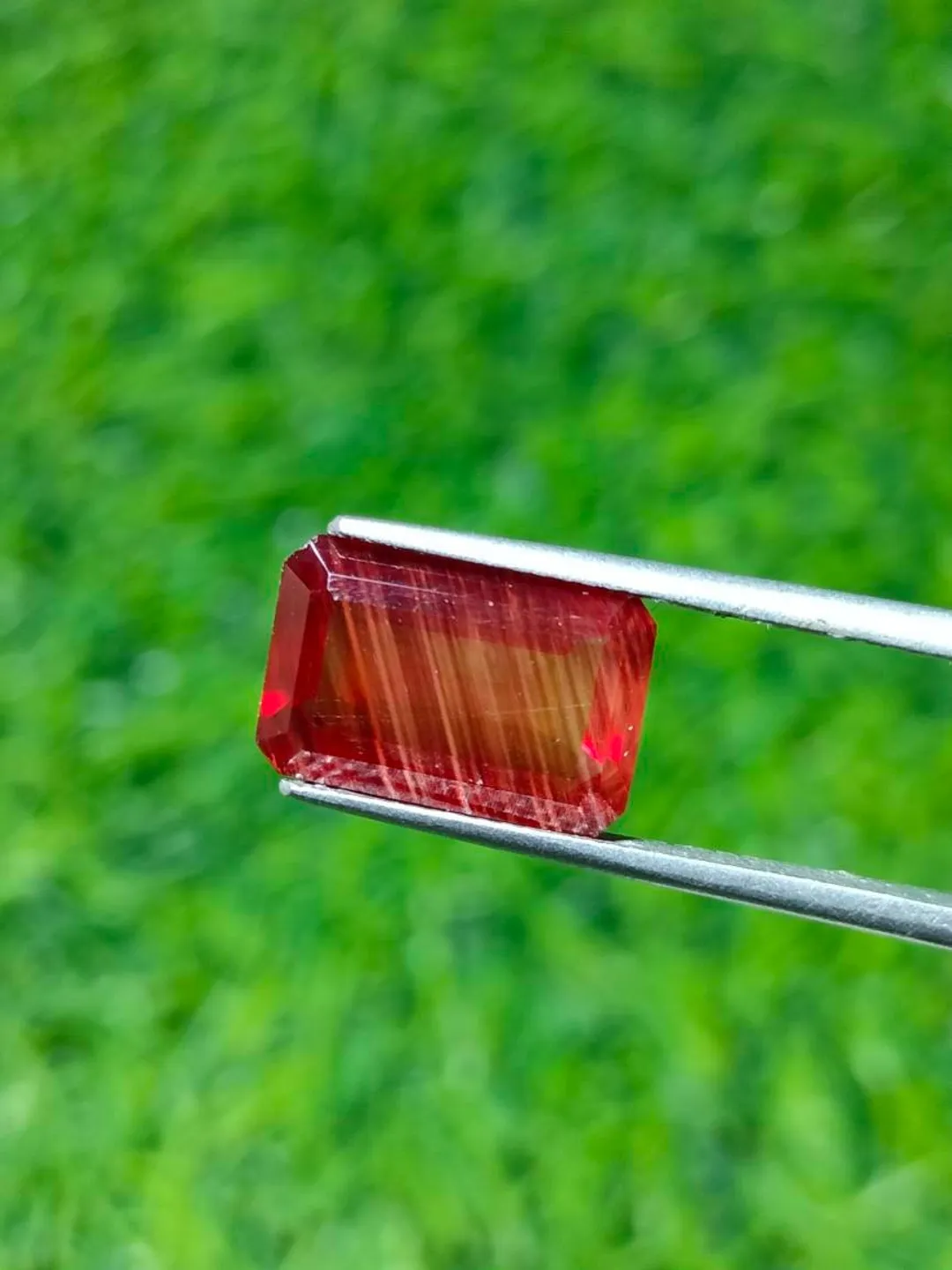 Red Andesine Labradorite Gemstone: Faceted Emerald Cut, 5.2 Carats