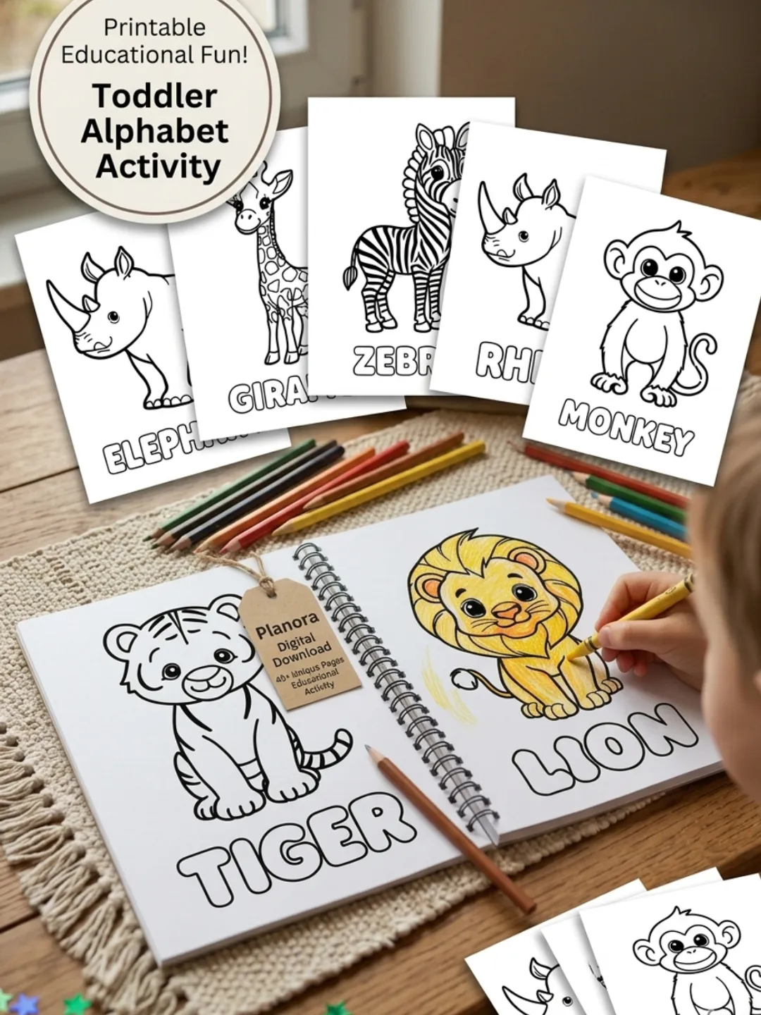 20+ Cute Safari Animals Coloring Pages for Kids, Printable Jungle ...
