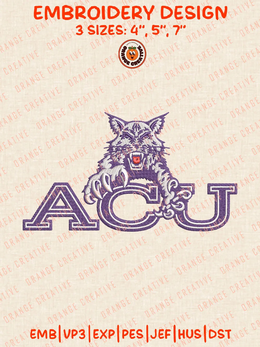 NCAA ACU Wildcats Logo Embroidery Files, Abilene Christian Wildcats ...