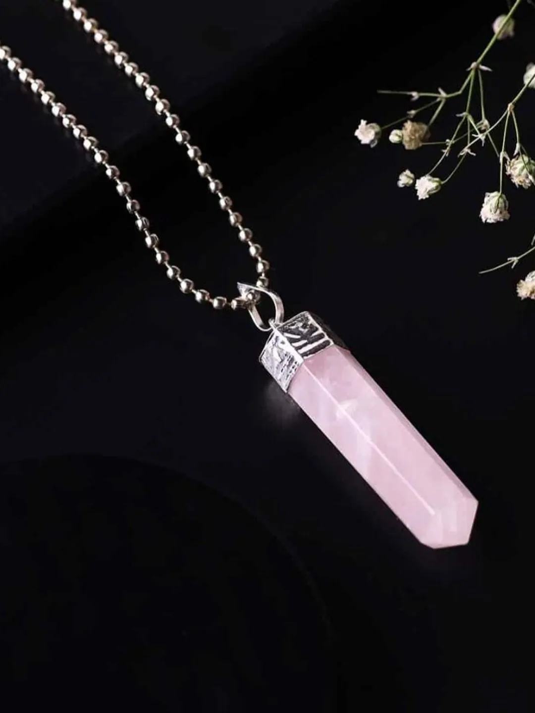 Rose Quartz Pencil Pendant - Handcrafted Silver 925 Sterling Healing ...