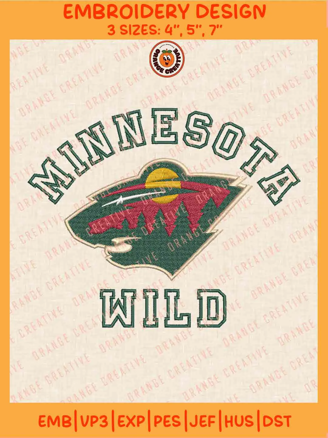 NHL Minnesota Wild Team Logo Embroidery Files, Minnesota Wild Hockey ...