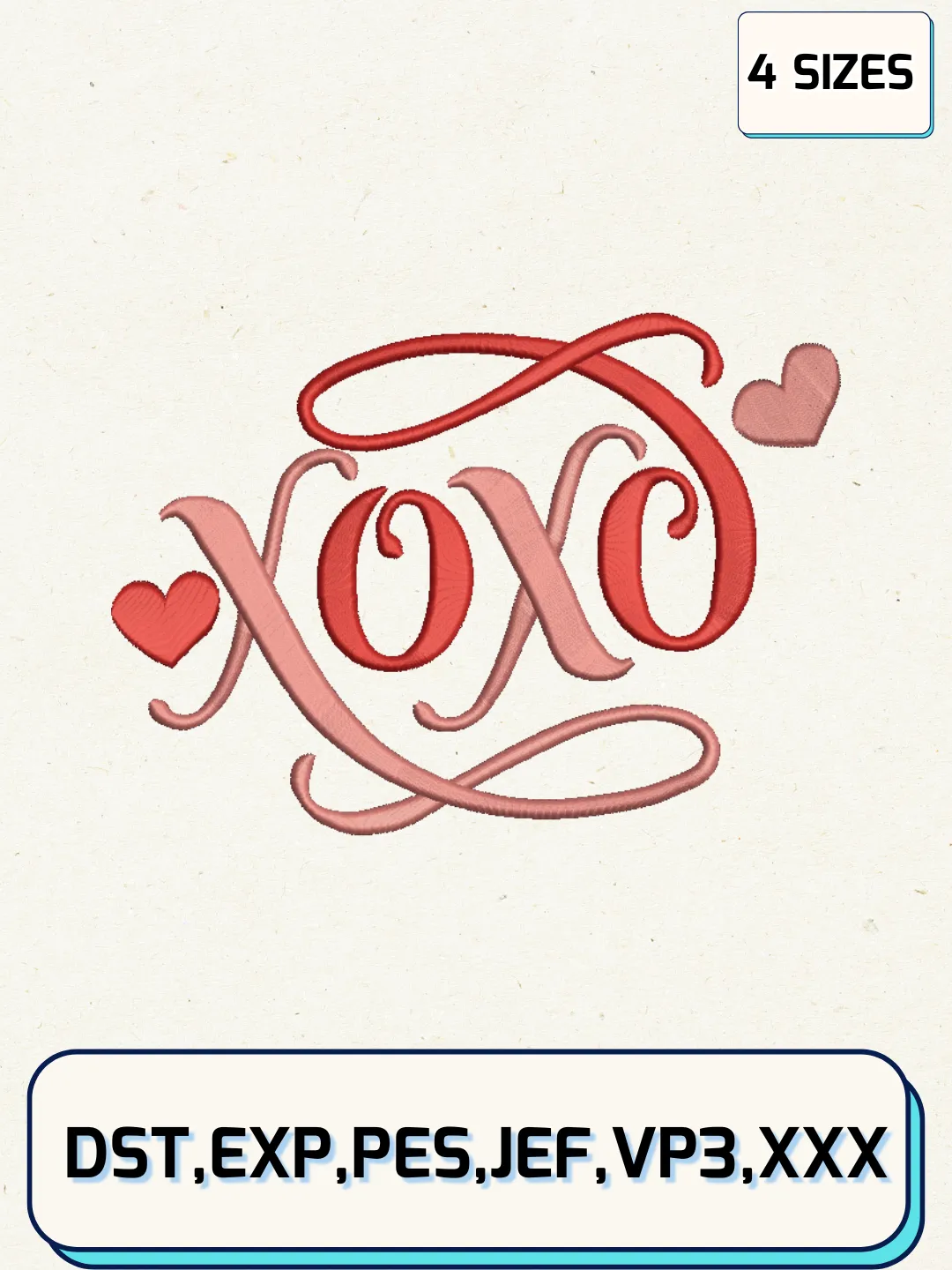 Xoxo Love Embroidery Design Files, Valentine Logos Embroidery Designs ...