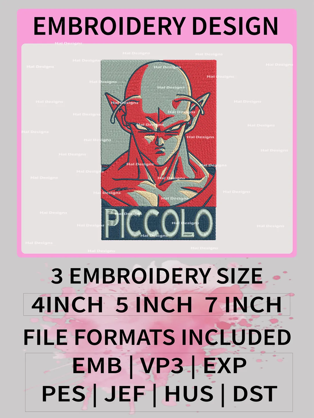 Piccolo Embroidery Designs, Dragon Ball Logo Embroidery Files, Machine ...