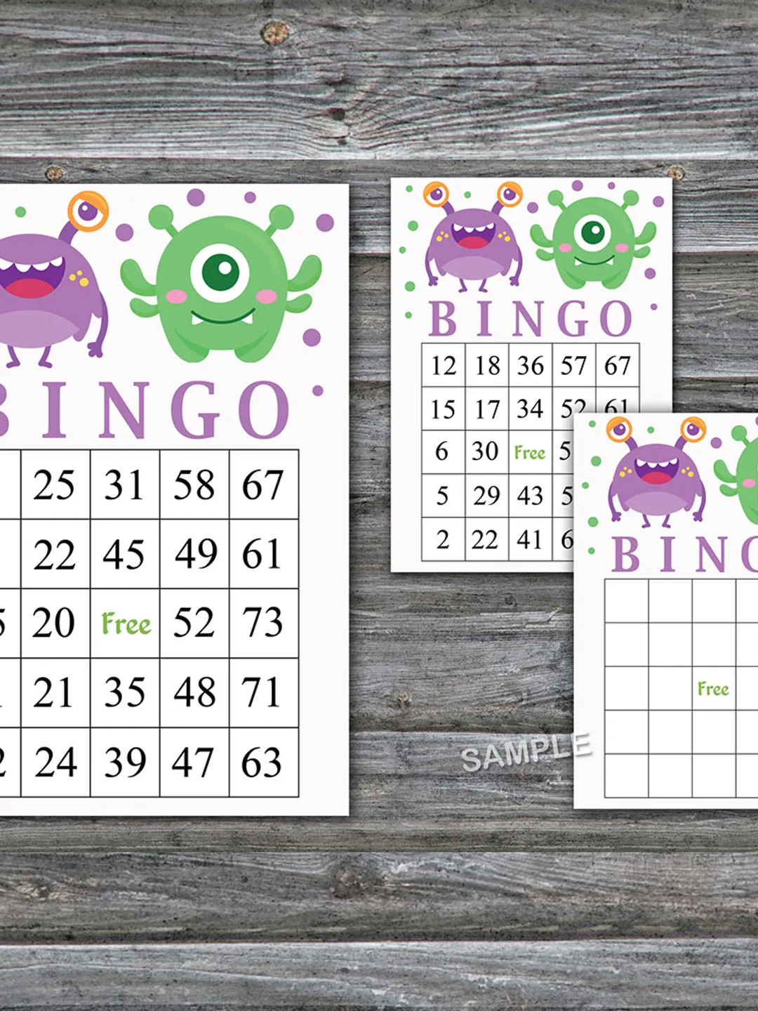 Monster bingo cards,Funny Monster bingo game,Monster Printable bingo ...