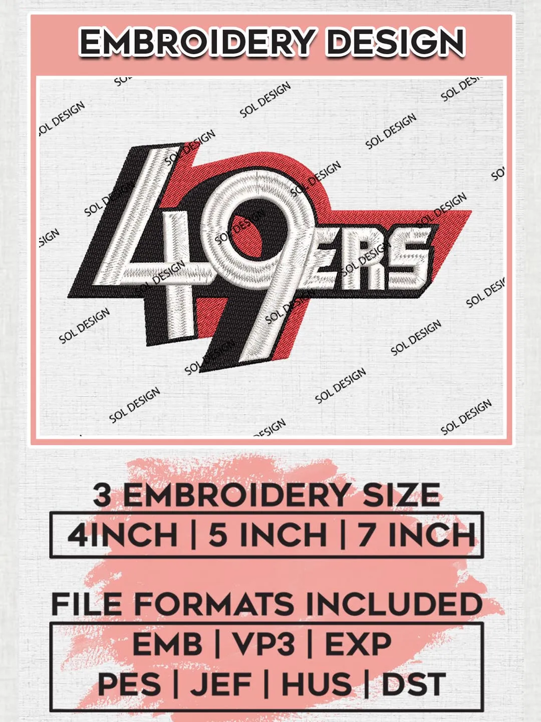 NFL San Francisco 49ers Wordmark Logo Embroidery Design Files, NFL ...