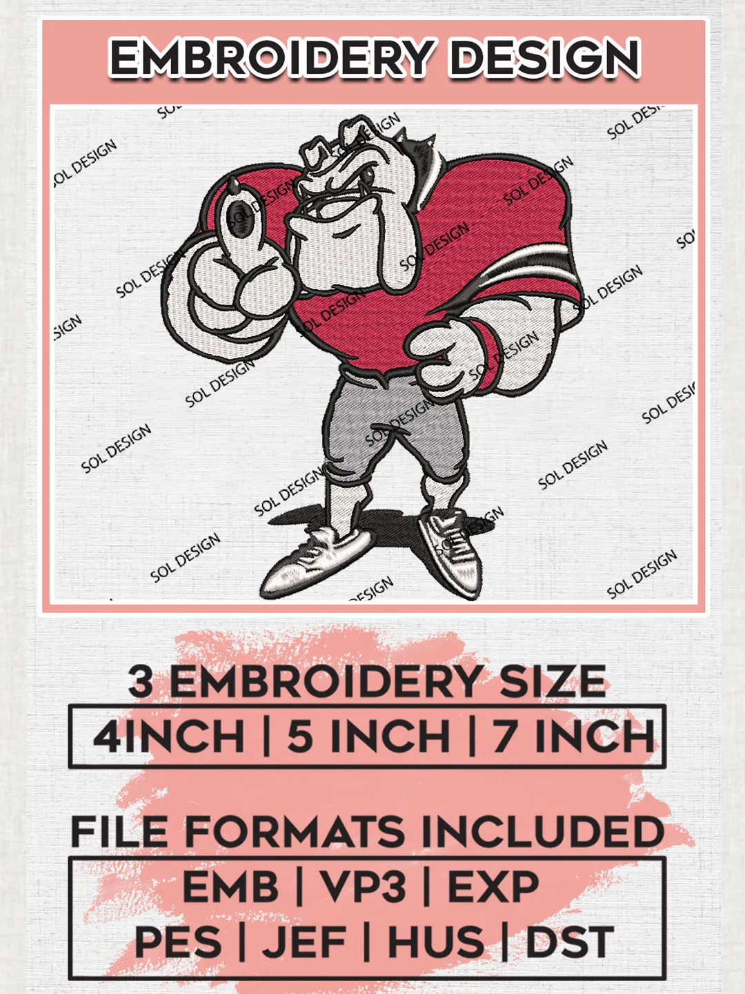 NCAA Georgia Bulldogs Team Mascot Logo Embroidery Design Files, NCAA ...