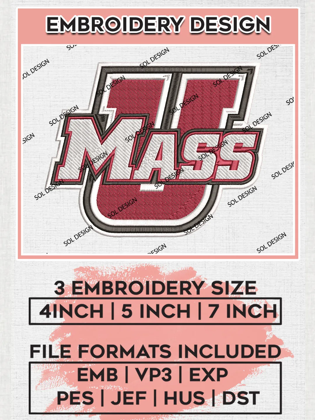 Massachusetts Minutemen Logo Machine Embroidery Design, NCAA ...