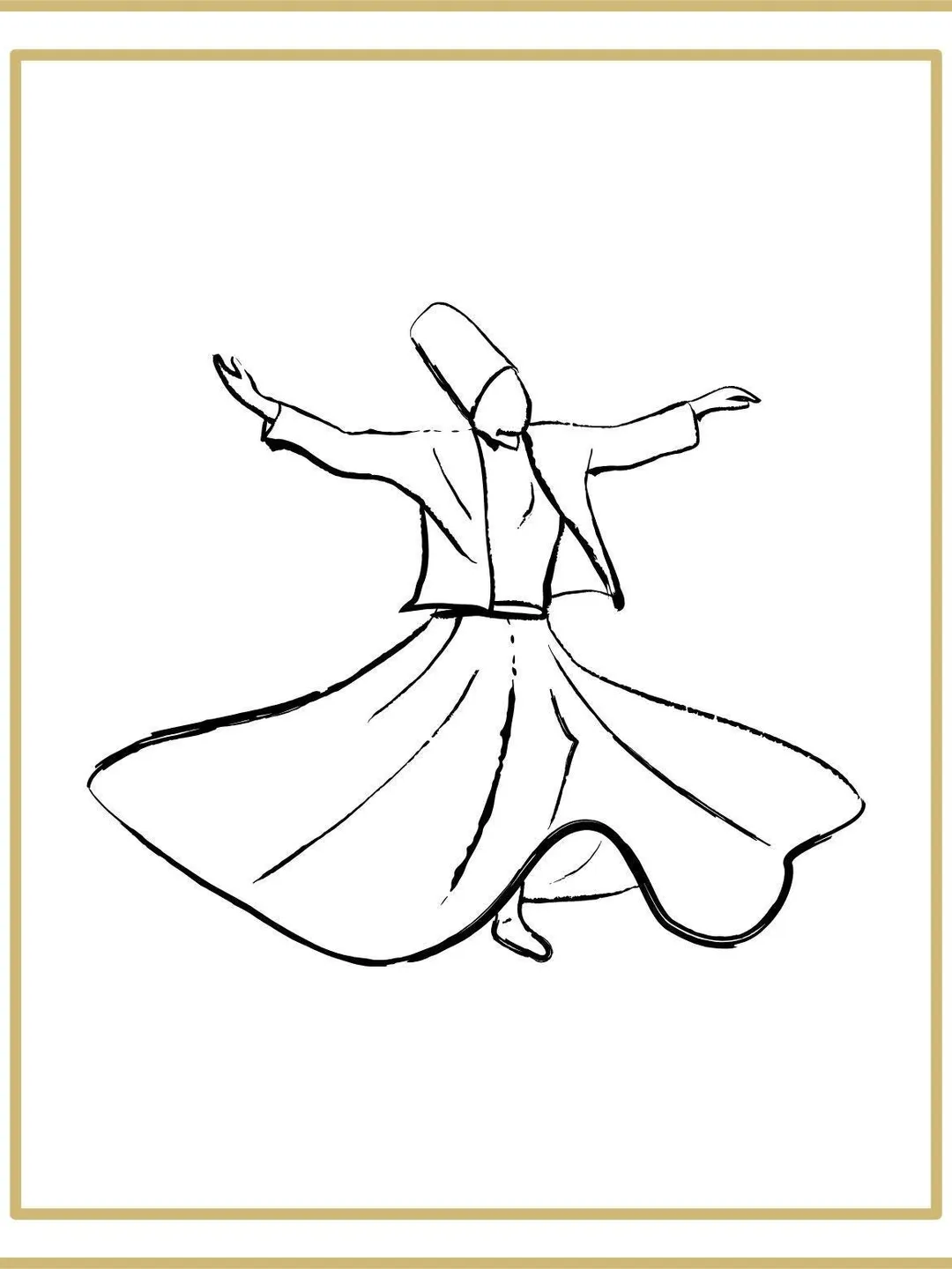 Sufi Whirling Dervish Religous Dance Sketch, Mevlana Poster, Semazan ...