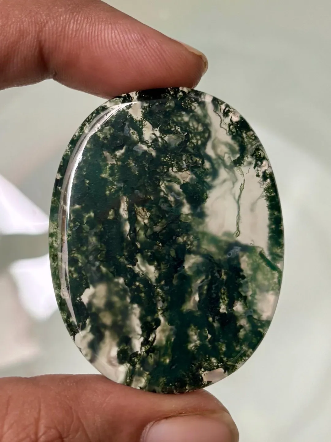 Black Banded Agate Gemstone: Handmade Raktangal Cabochon (44mm x 25mm x ...