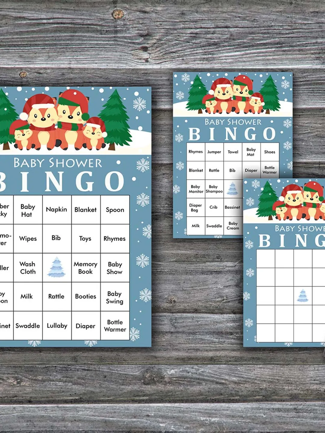 60 Rudolph Baby Shower Bingo Cards,Christmas Baby Shower Bingo Games ...