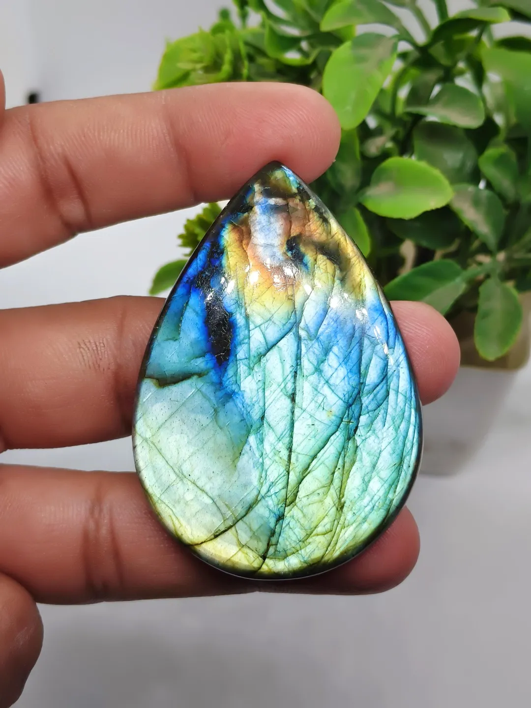 Pear Labradorite Cabochon: Blue Gemstone for Jewelry Making (18x34x6mm ...