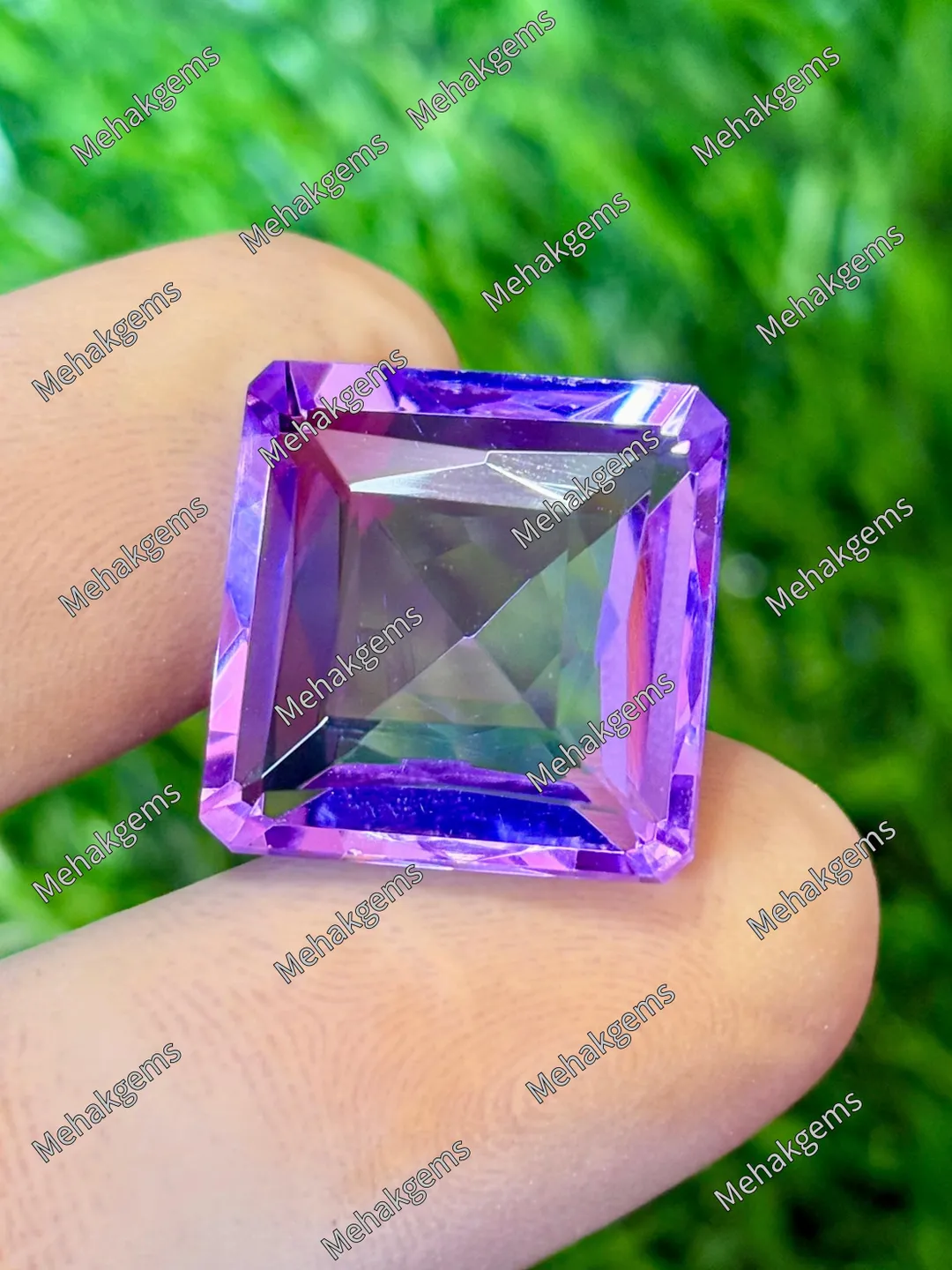 30ct Natural Purple Amethyst Square Princess Cut Gemstone for Jewelry ...