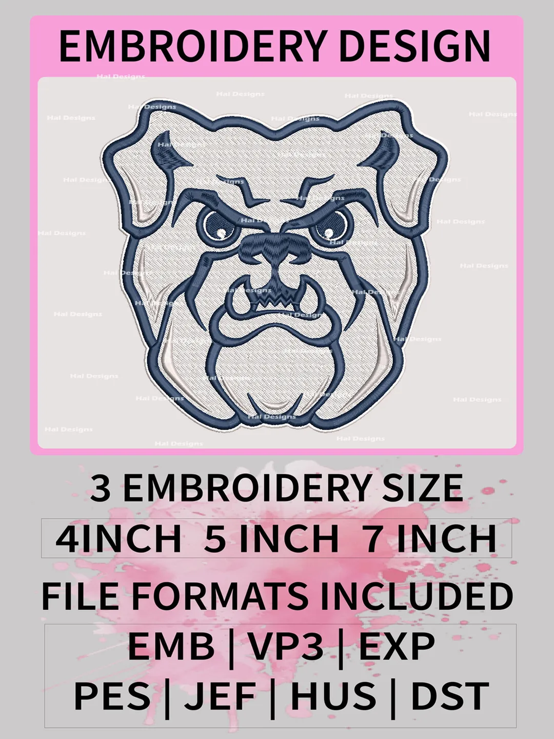 NCAA Butler Bulldogs Embroidery File, 3 Sizes, 6 Formats, NCAA Machine ...