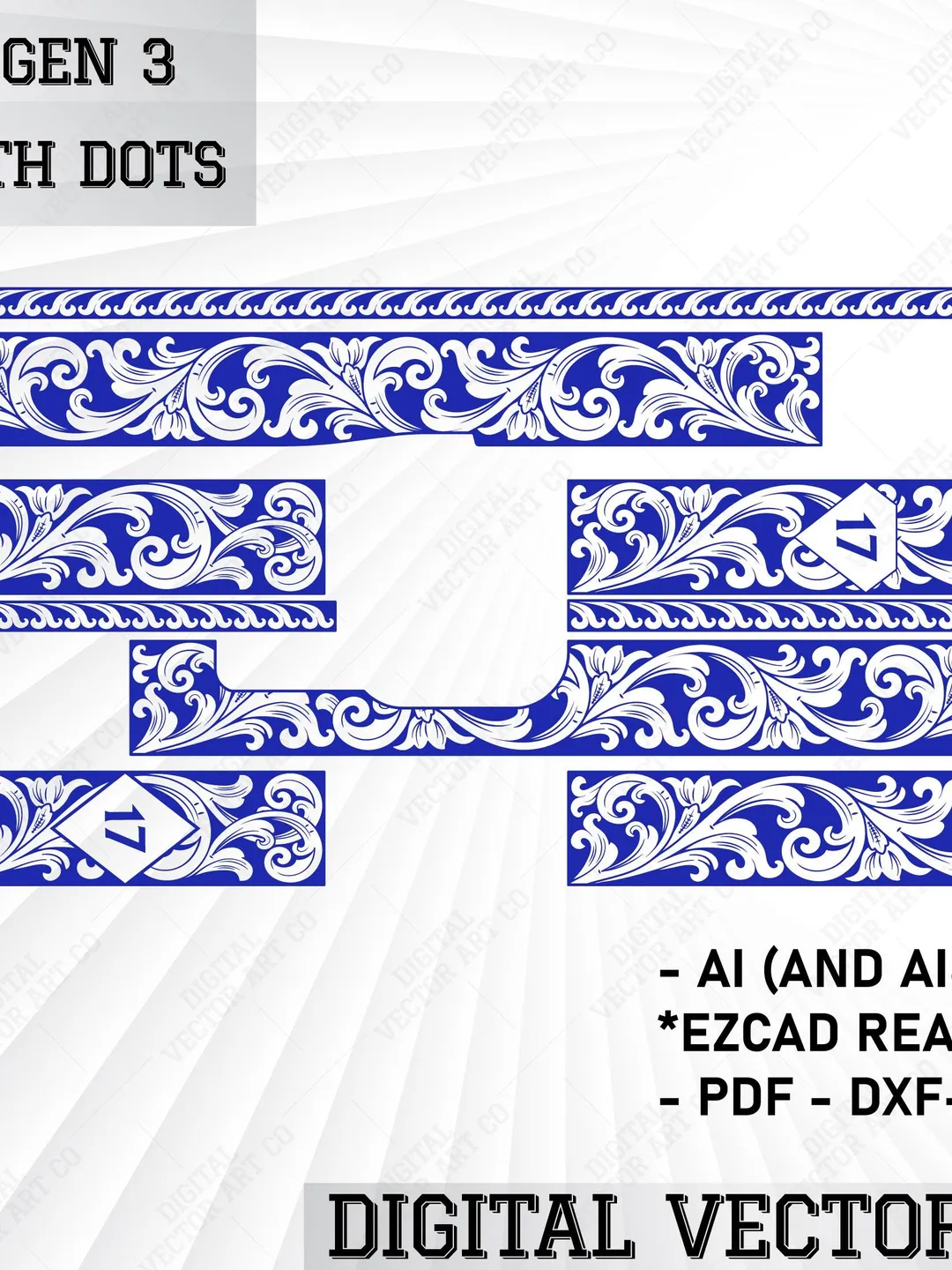 Glock 17 Gen 3 Scroll Ornamental with Dots Engraving Design – engraving ...