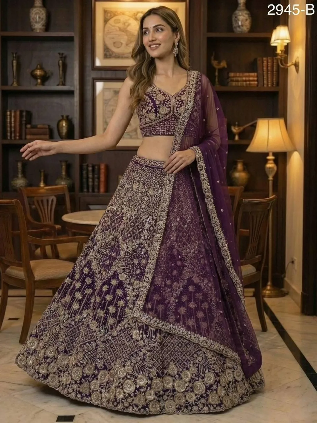 Luxury Double Net Lehenga Set Intricate Dori Multi-Thread & Sequins ...