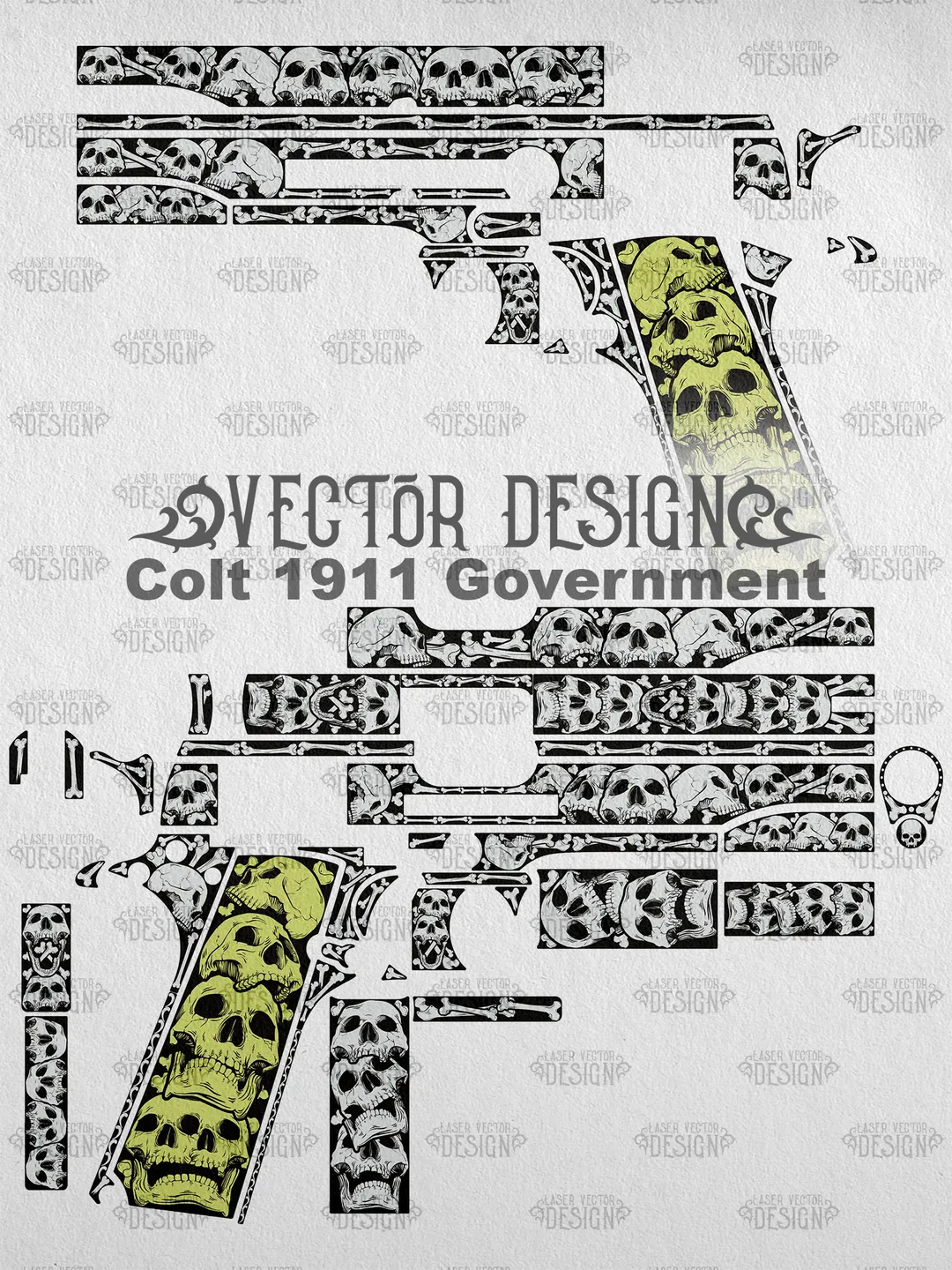 VECTOR DESIGN Colt 1911 Government Skulls and bones