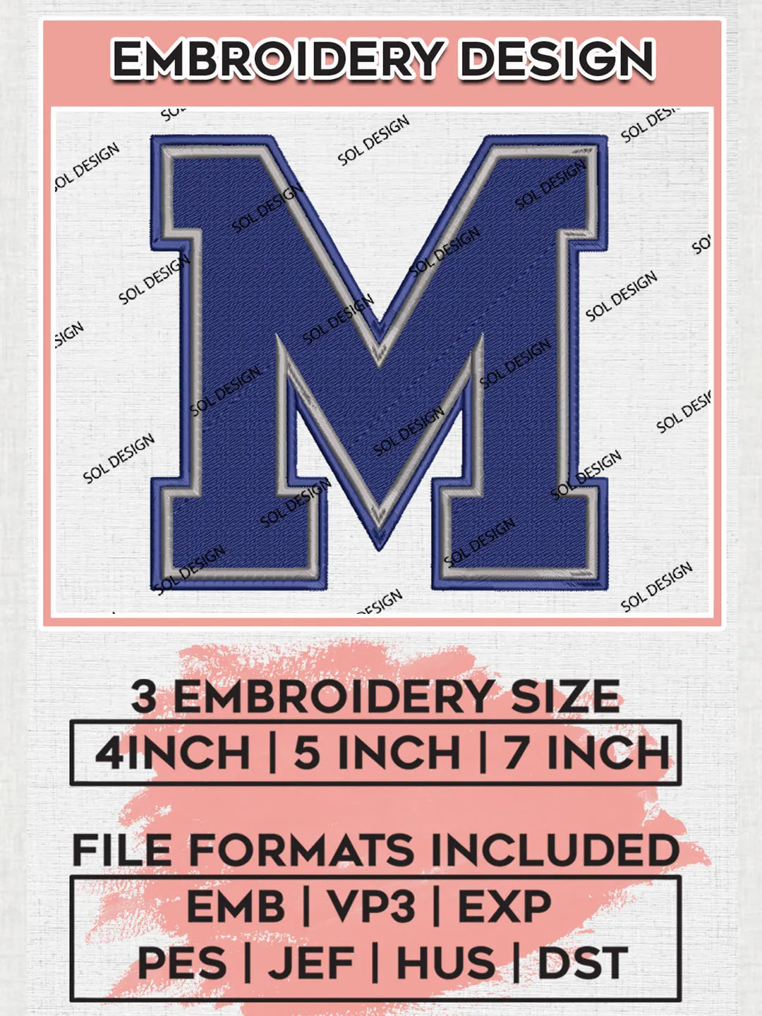 NCAA Memphis Tigers Football Team Logo Embroidery Design Files, NCAA ...