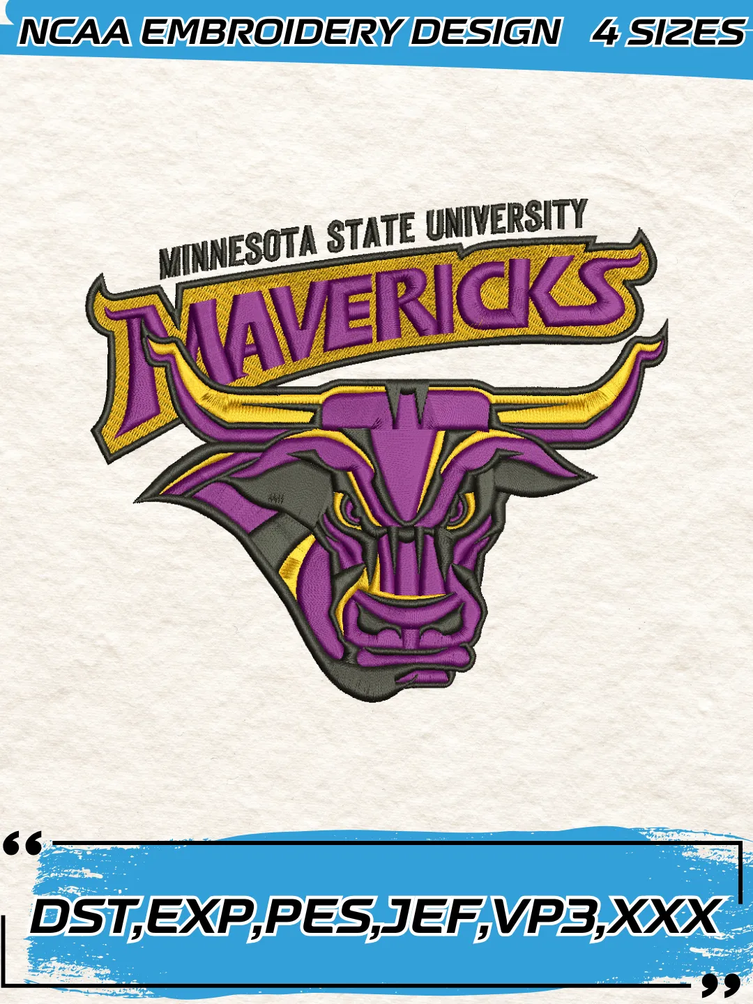Minnesota State Mavericks Logos Embroidery Design,NCAA Logo Embroidery ...