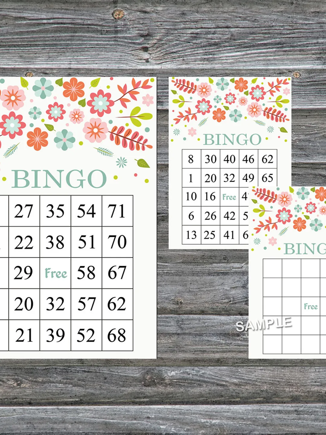 Flowers bingo game card,Floral bingo game card,Floral Printable Bingo ...